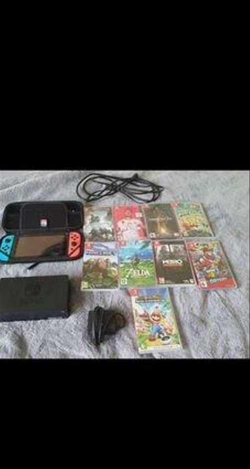 Nintendo switch+10 игр minecraft,fifa20,assassin's