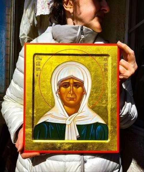 Храмовая икона на золоте Святая Матрона Московская