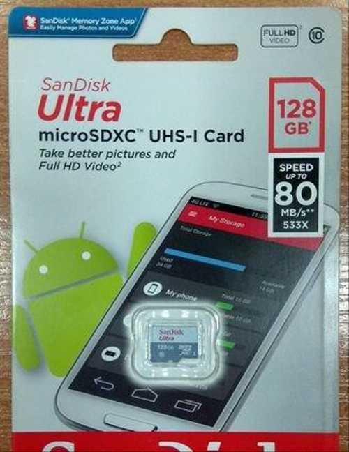 Micro sdxc Sandisk 128 Гб