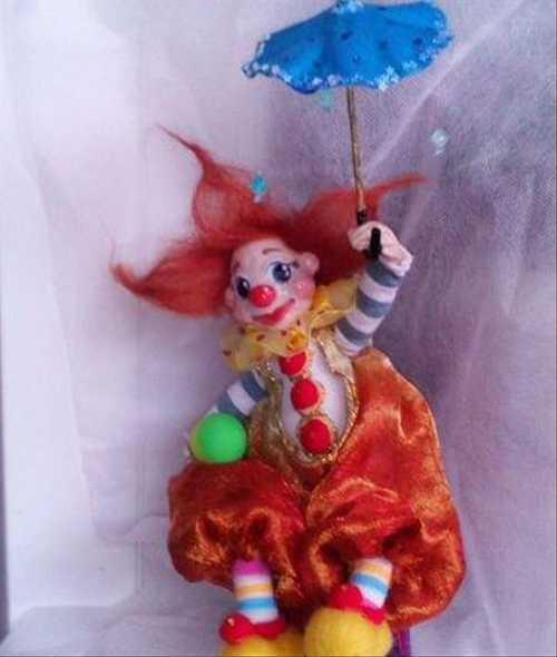 Интерьерная кукла "Клоун" ручной работы