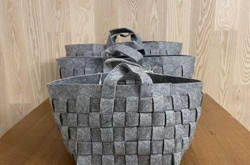 Комплект плетеных сумок-корзин из войлока