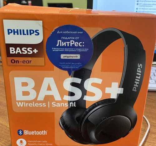 Беспроводные наушники philips bass+ on-ear