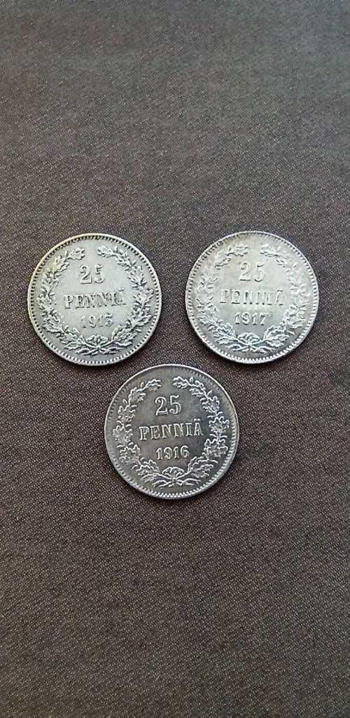 25 пенни 1913, 1916,1917 русская финляндия