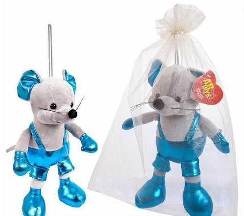 Мышка в синем костюме, 15 см игрушка мягкая с подвесом в подарочном мешочке M2093