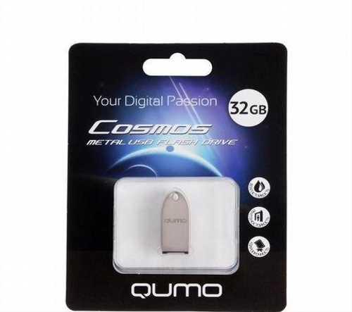 Флешка Qumo Cosmos, 32 Гб, USB2.0, чт до 25 Мб/с, зап до 15 Мб/с, корпус металл, серебристая