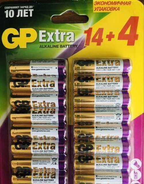 Батарейки GP Extra AA 18 штук