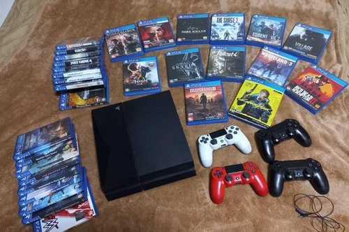 Sony PlayStation 4 + 4 джойстика + 31диск