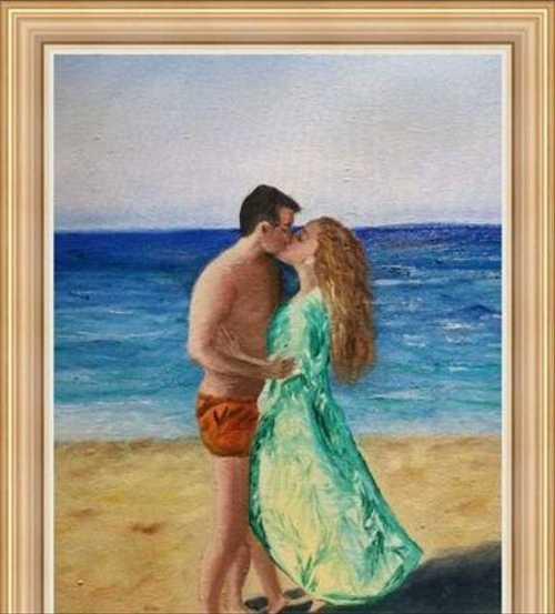 Картина маслом "Влюбленная пара на пляже"