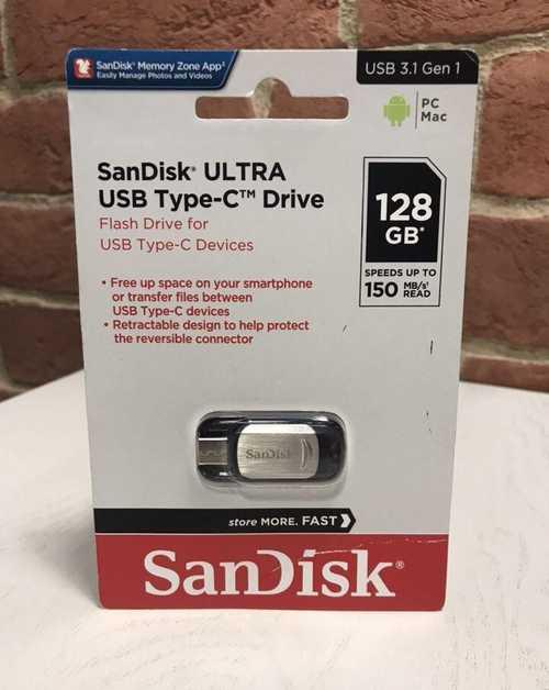 Флешка SanDisk Ultra USB Type-C 128Gb новая