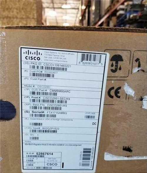 Маршрутизатор Cisco 2951-SEC/K9 HE Китай/3шт/Новый