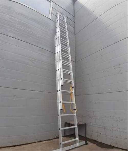 Мощная трёхсекционная алюминиевая лестница 5,5 м