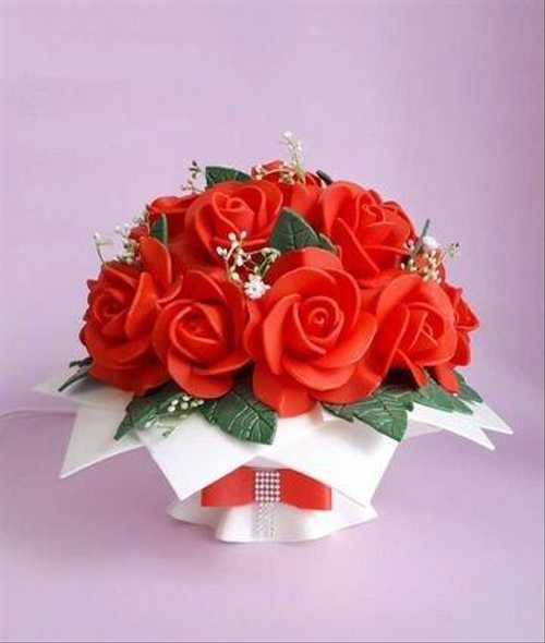 Светильник настольный Букет красных роз