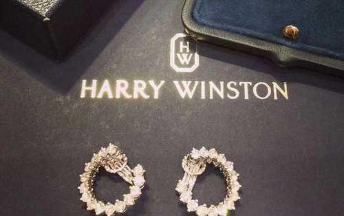 Золотые серьги Harry Winston 2 ct 7.6 гр