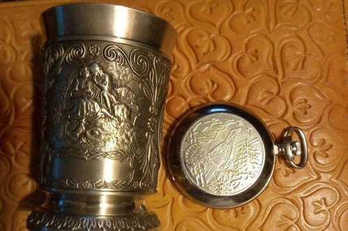 Часы карманные Молния,бокал олово