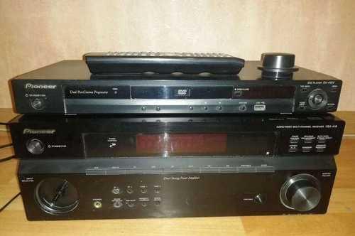 Av ресивер pioneer VSX-418-K + DVD плеер DV-410V-K