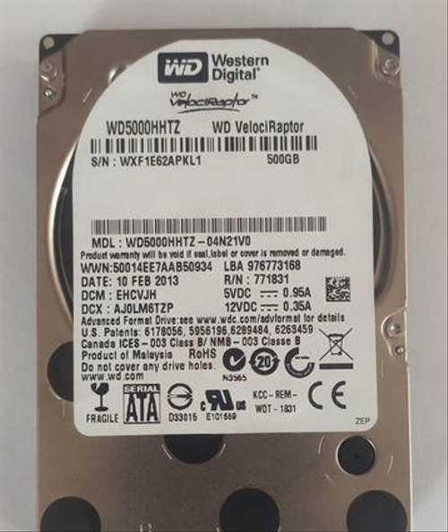 Жесткий диск 500Gb WD VelociRaptor WD5000hhtz