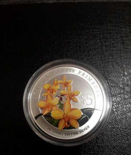 Серебряная монета орхидея