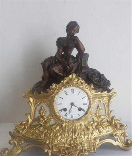 Антикварные каминные часы Франция Paris 19 век
