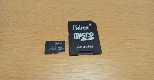 Карта памяти Mirex 4GB + Адаптер