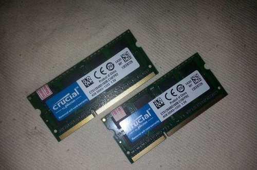 DDR3 SO-dimm 4Gb 8Gb Crucial PC3-10600 1333MHz