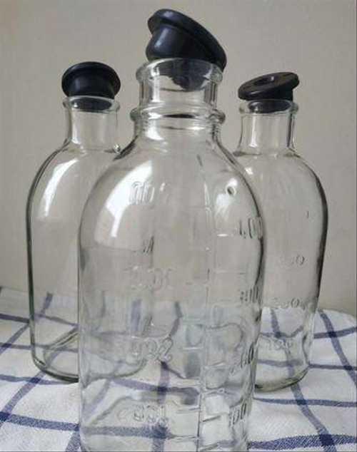 Бутылка аптечная стеклянная с резиновой крышкой
