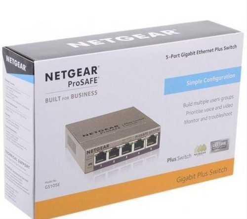 Коммутатор netgear GS105E новый, 5*1гбит/с