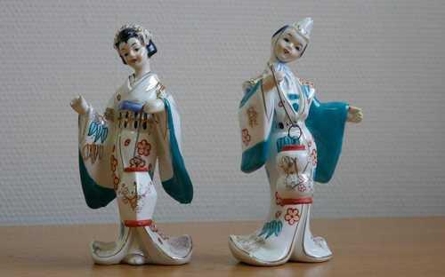 Пара японских фарфоровых статуэток. 18 см
