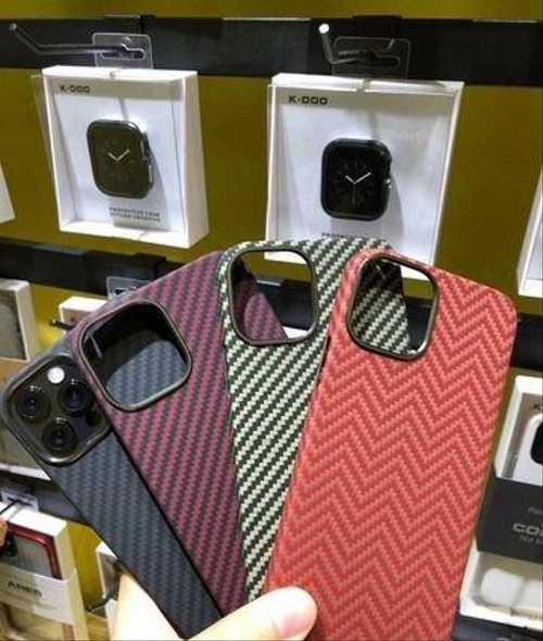 Case K-DOO Kevlar на iPhone 12Pro max чёрно-красны