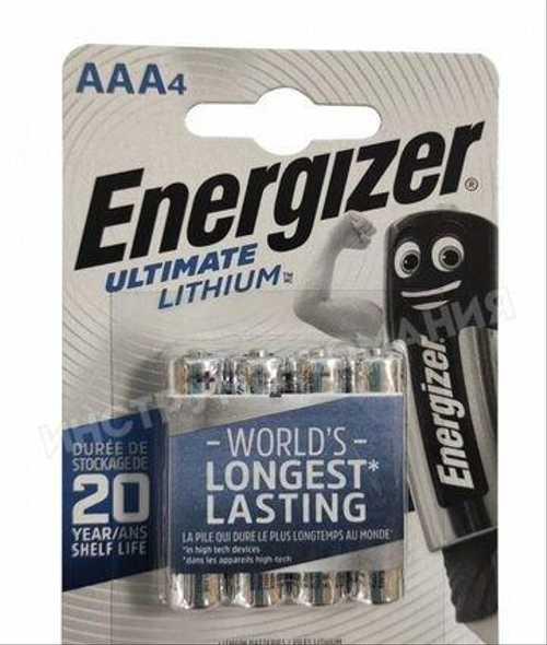 Батарейки литиевые AAA LR03 energizer lithium E301535700
