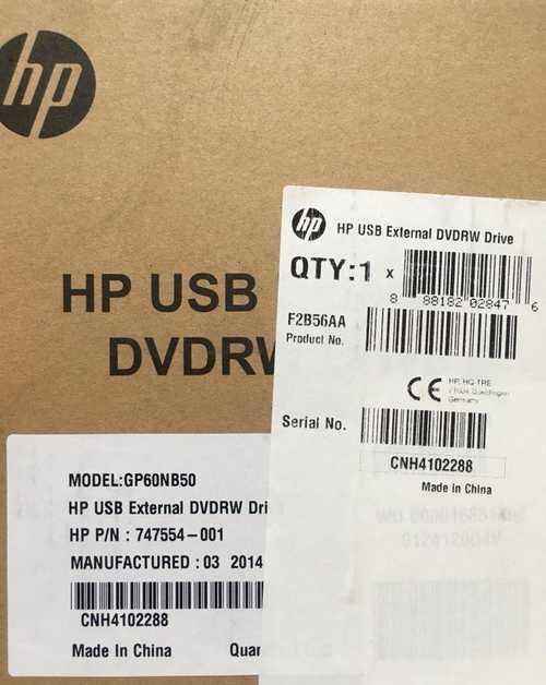 Оптический привод HP F2B56AA USB External dvdrw Dr