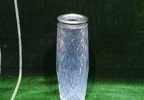 Цветочная ваза хрусталь обод мельхиор мнц СССР