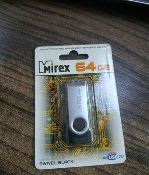 Флеш накопитель 64GB Mirex Swivel, USB 2.0, Черный