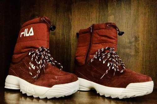 Зимняя обувь Fila новая дутики Burgundy-R