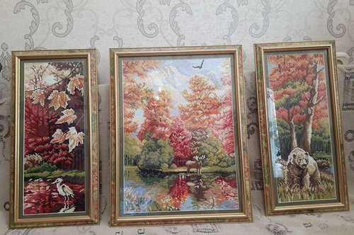 Картина триптих "Природа осенью"