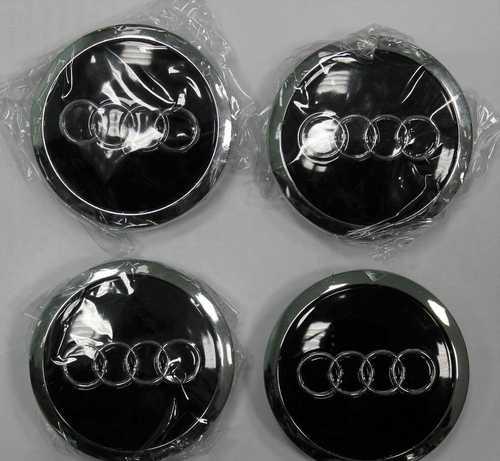 4шт колпаки на диски Audi черные 69мм