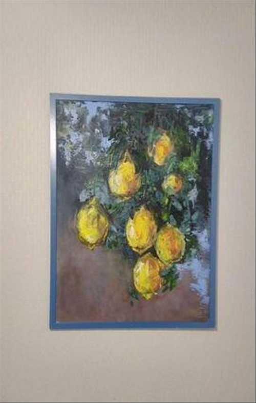 Картина маслом на холсте, интерьерная "Лимоны"