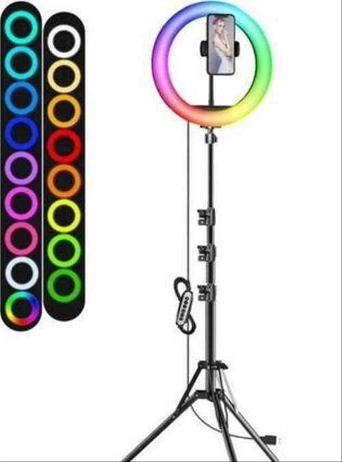 Кольцевая светодиодная лампа 26 см цветная RGB