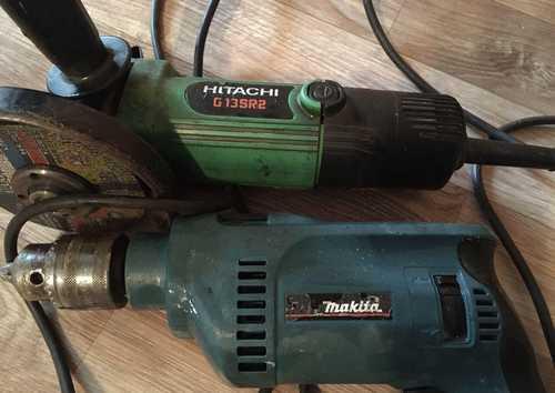 Болгарка Hitachi + дрель Makita