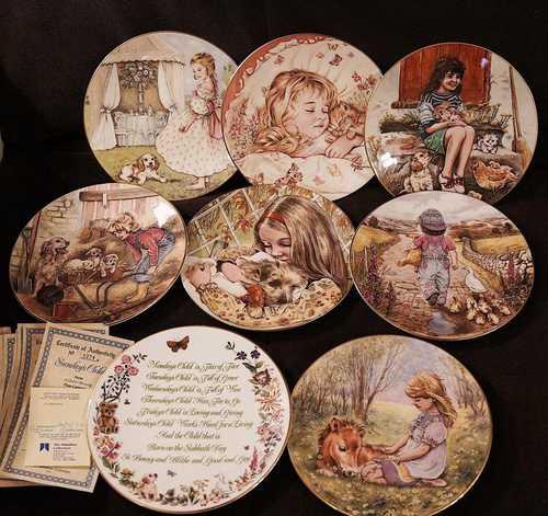 Royal Worcester 8 тарелок «Детское счастье» Англия