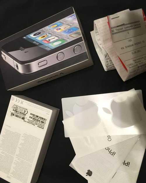 iPhone 4 32 Gb A1332 коробка наушники наклейки чек