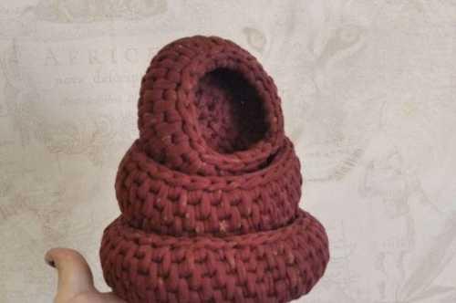 Корзинки из трикотажной пряжи, винные