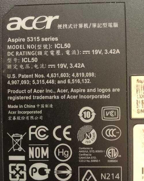 Ноутбук Acer Aspire 5315 (ICL50) на запчасти
