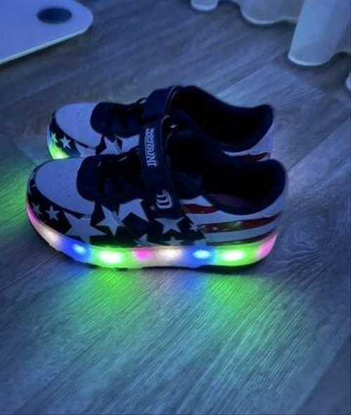 Кроссовки светящиеся на двух колесах 37-37,5