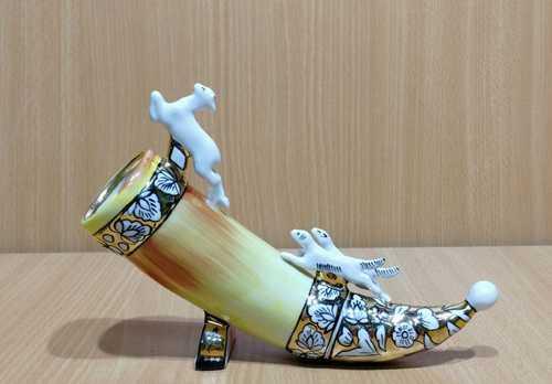 Фарфоровая статуэтка Рог Охота фарфор Коростень