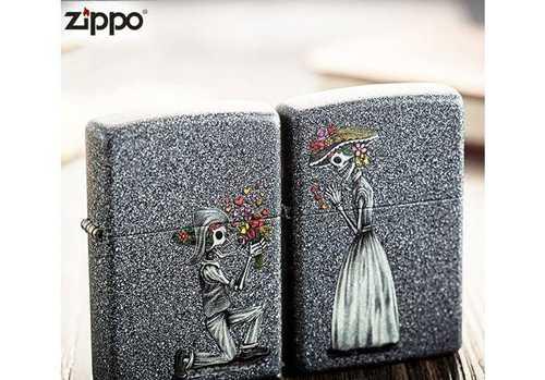 Парные зажигалки Zippo Влюбленные Зомби, новые