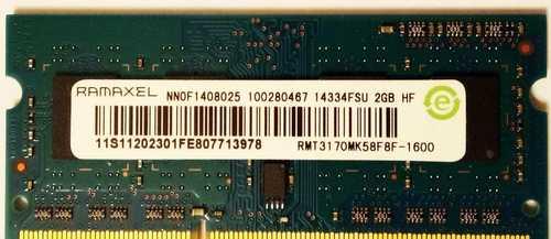 Оперативная память Ramaxel DDR3 1600MHz 2gb