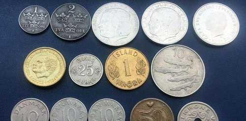 Монеты Швеции, Дании,Исландии