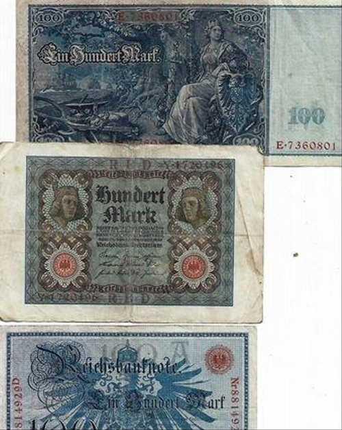 Германия 100 марок 1908, 1910 и 1920 года