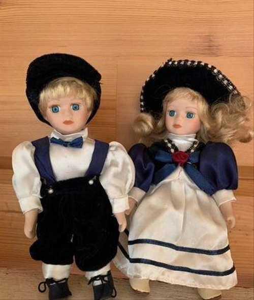 Коллекционные фарфоровые куколки мальчик и девочка