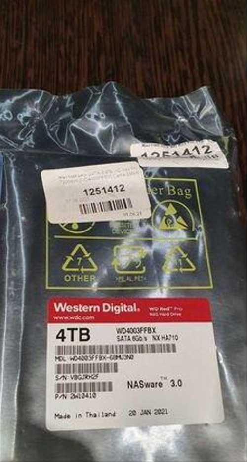 Жесткий диск WD Red Pro WD4003ffbx, 4тб, HDD, SATA